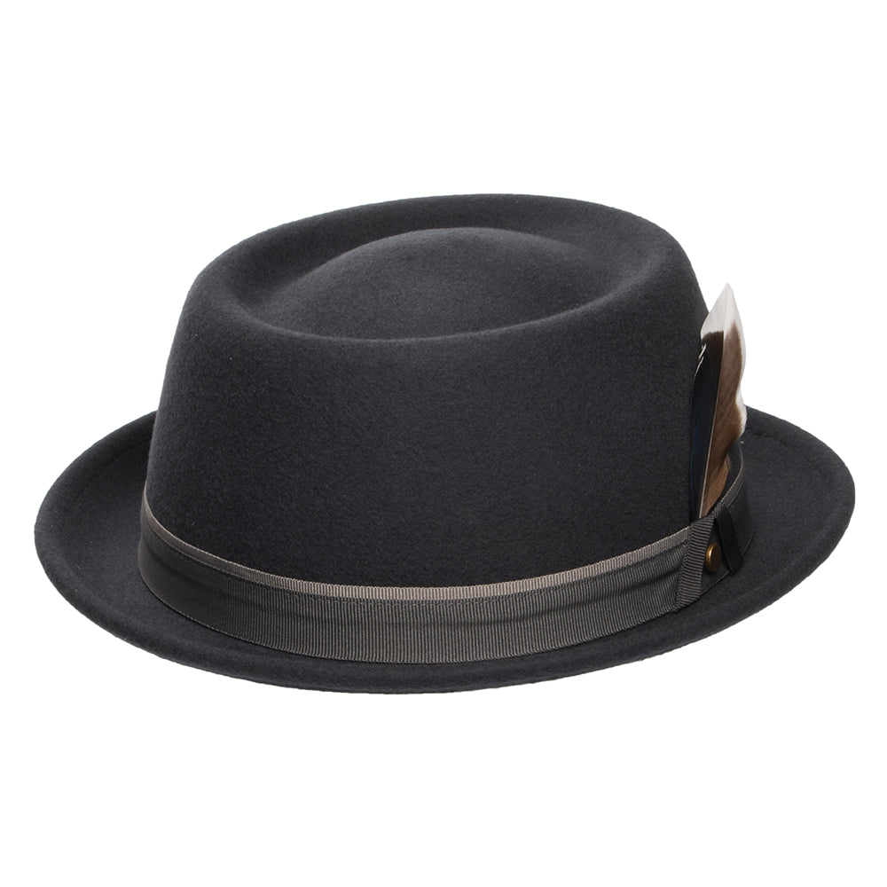 Stetson Hats Water Repellent Wool Felt Pork Pie Hat - Dark Grey ...