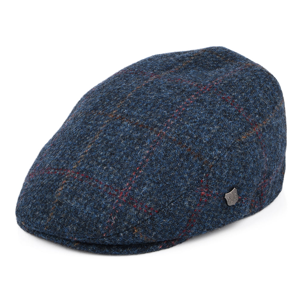 Failsworth Hats HARRIS TWEED Windowpane Stornoway Flat Cap - Denim-Mul ...