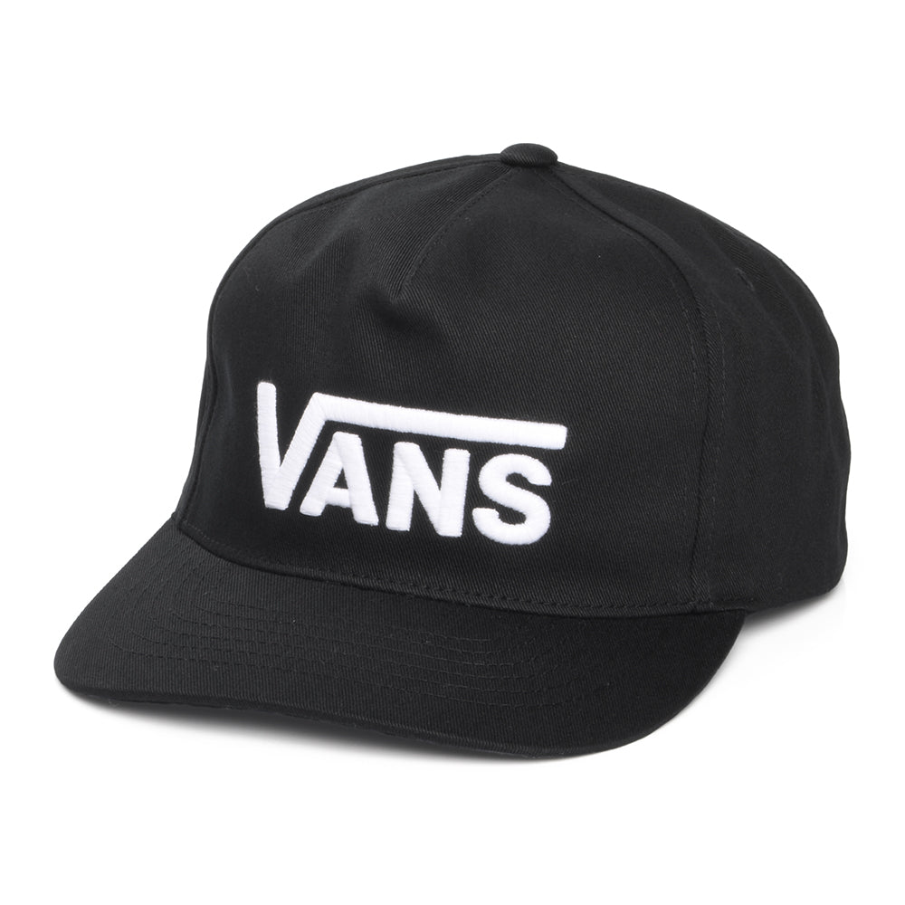 Vans Hats Drop V Logo Curved Brim Snapback Cap - Black-White – Village Hats