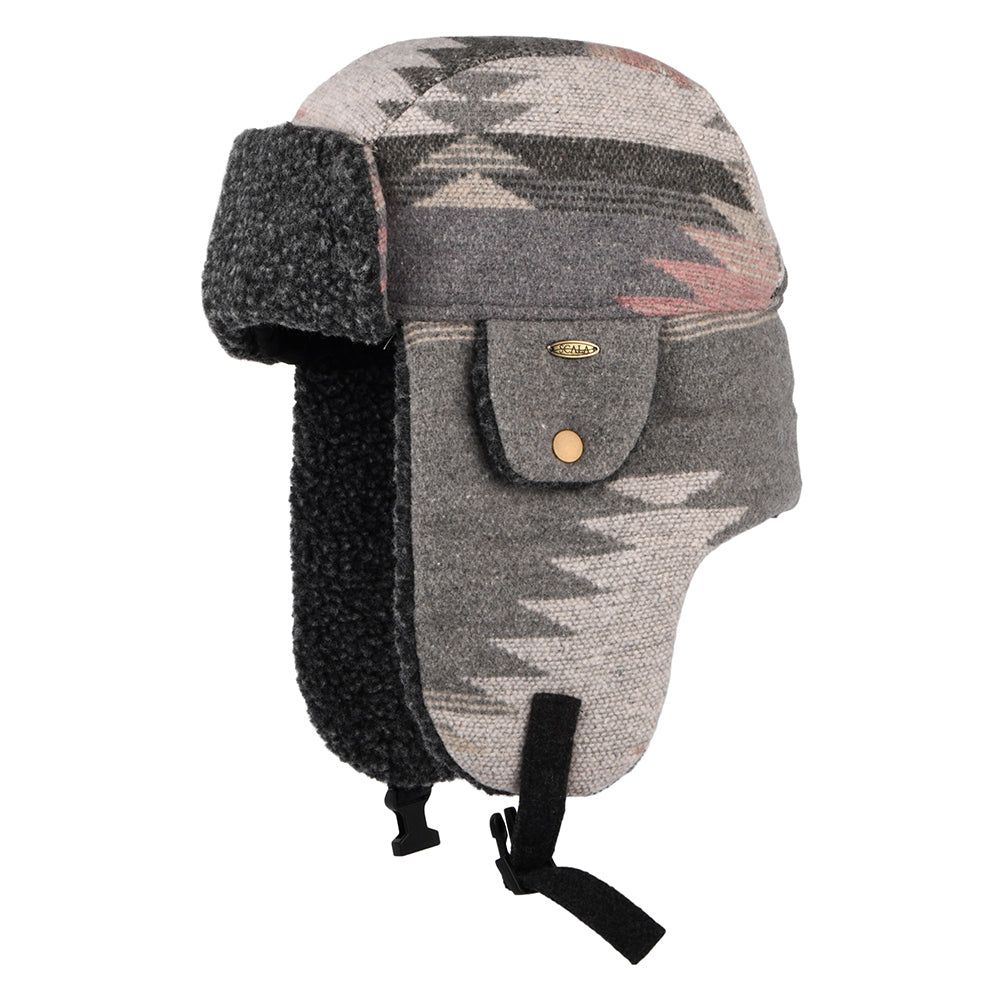 Scala Hats Shauna Aztec Print Trapper Hat - Grey-Multi – Village Hats