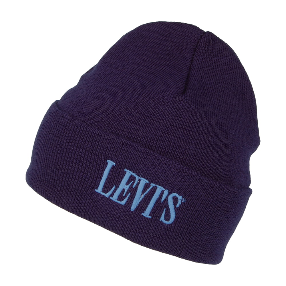 Levi's Hats Smaller Serif Logo Cuffed Beanie Hat - Navy Blue – Village Hats